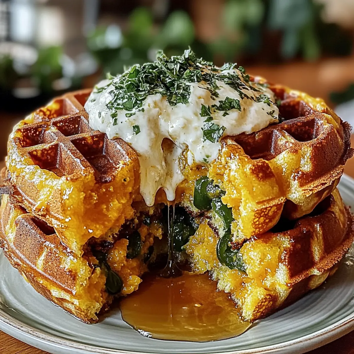 Irresistible Cheddar Jalapeño Cornbread Waffles Recipe